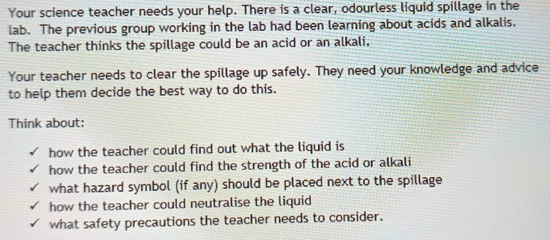Solved: Your science teacher needs your help. There is a clear ...