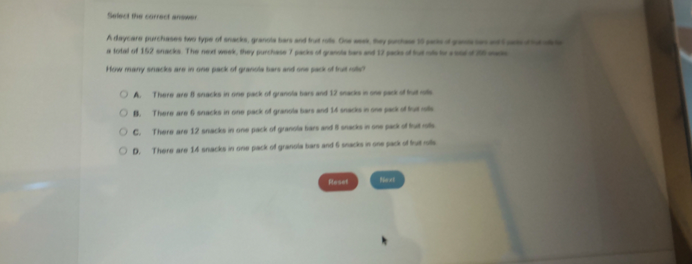 Solved: Select the correct answer A daycare purchases two type of ...