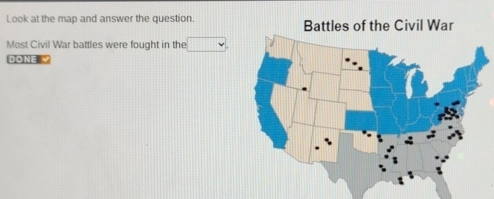 Solved: Look at the map and answer the question. Battles of the Civil ...