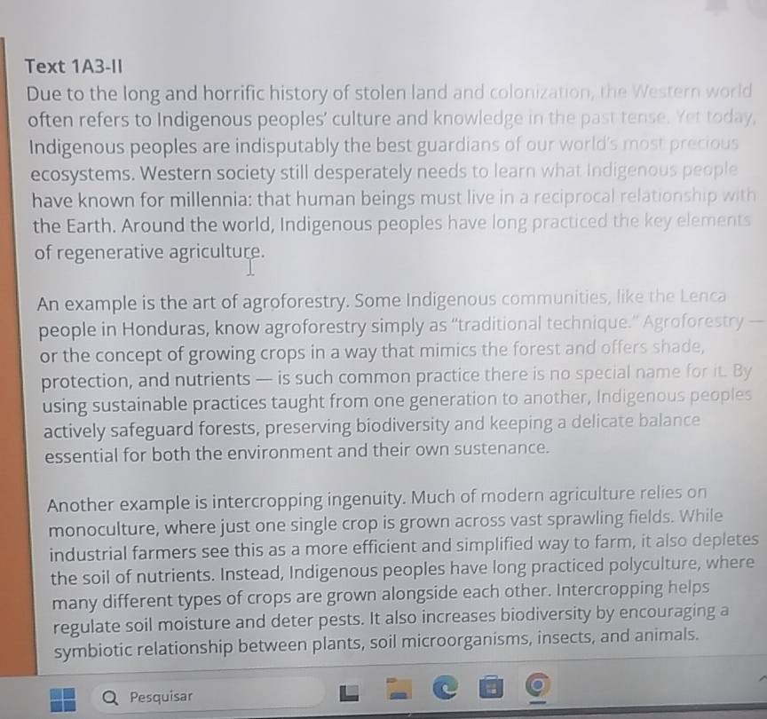 Solved: Text 1A3-II Due to the long and horrific history of stolen land ...