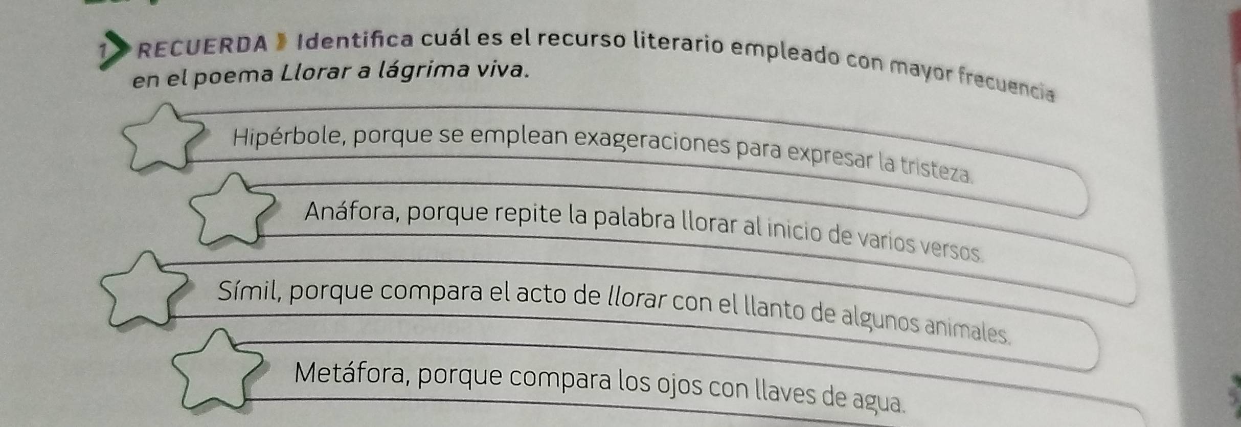 Resuelto:RECUERDA » Identifica cuál es el recurso literario empleado ...