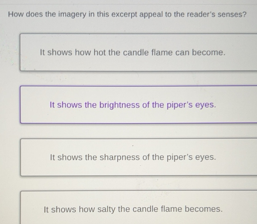 Solved: How does the imagery in this excerpt appeal to the reader's ...