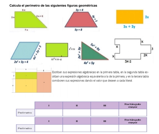 Solved: Calcula el perímetro de las siguientes figuras geométricas ...