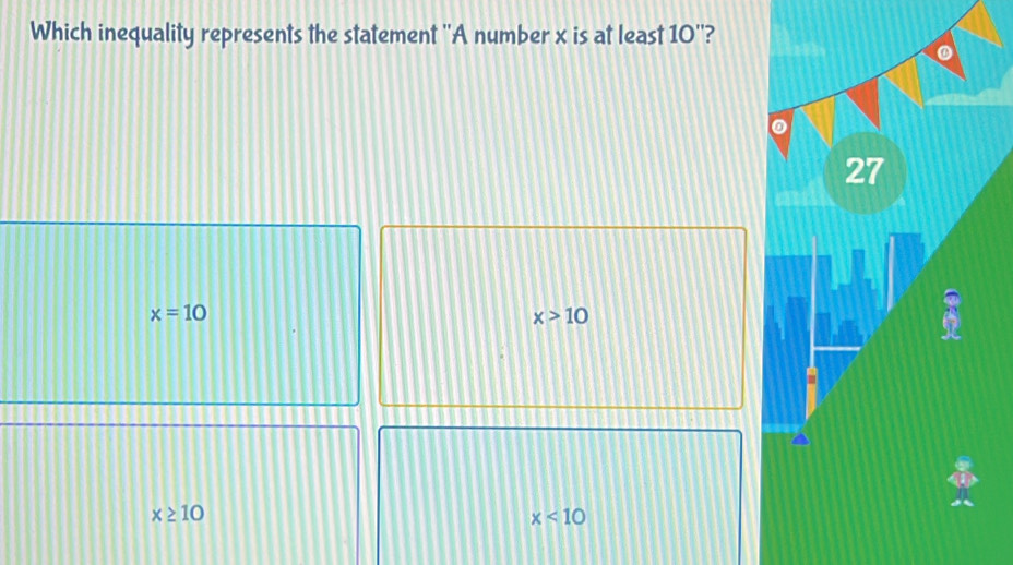 Solved: Which inequality represents the statement 'A number x is at ...