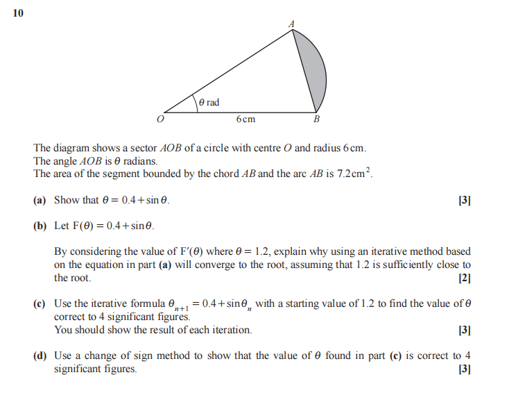 Solved: The diagram shows a sector AOB of a circle with centre O and ...