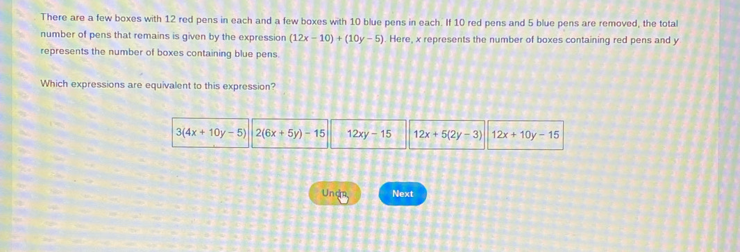 Solved: There are a few boxes with 12 red pens in each and a few boxes ...