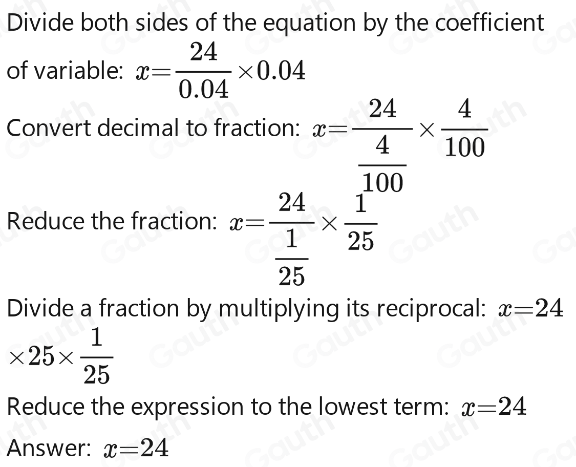 Solved: x:0.04=24:0.04 [Math]