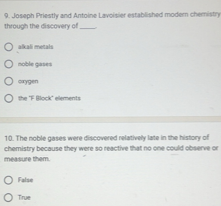 Solved: Joseph Priestly and Antoine Lavoisier established modern ...