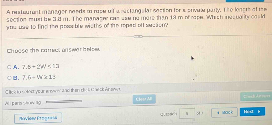 Solved: A restaurant manager needs to rope off a rectangular section ...