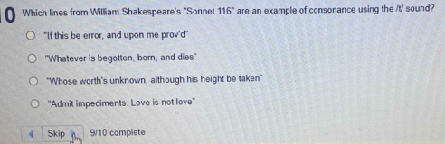 Solved: Which lines from William Shakespeare's ''Sonnet 116° are an ...
