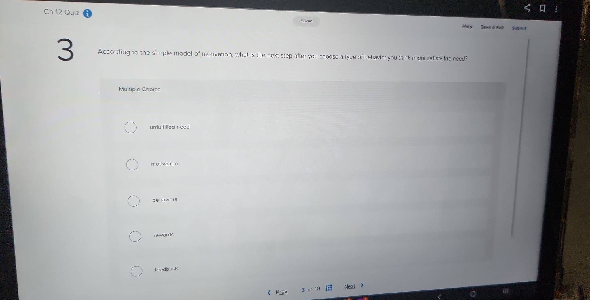 Solved: Ch 12 Quiz Save & Exit Submit Soved Help 3 According to the ...