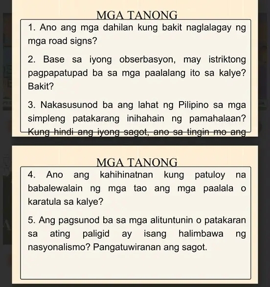 Solved: MGA TANÖNG 1. Ano ang mga dahilan kung bakit naglalagay ng mga ...