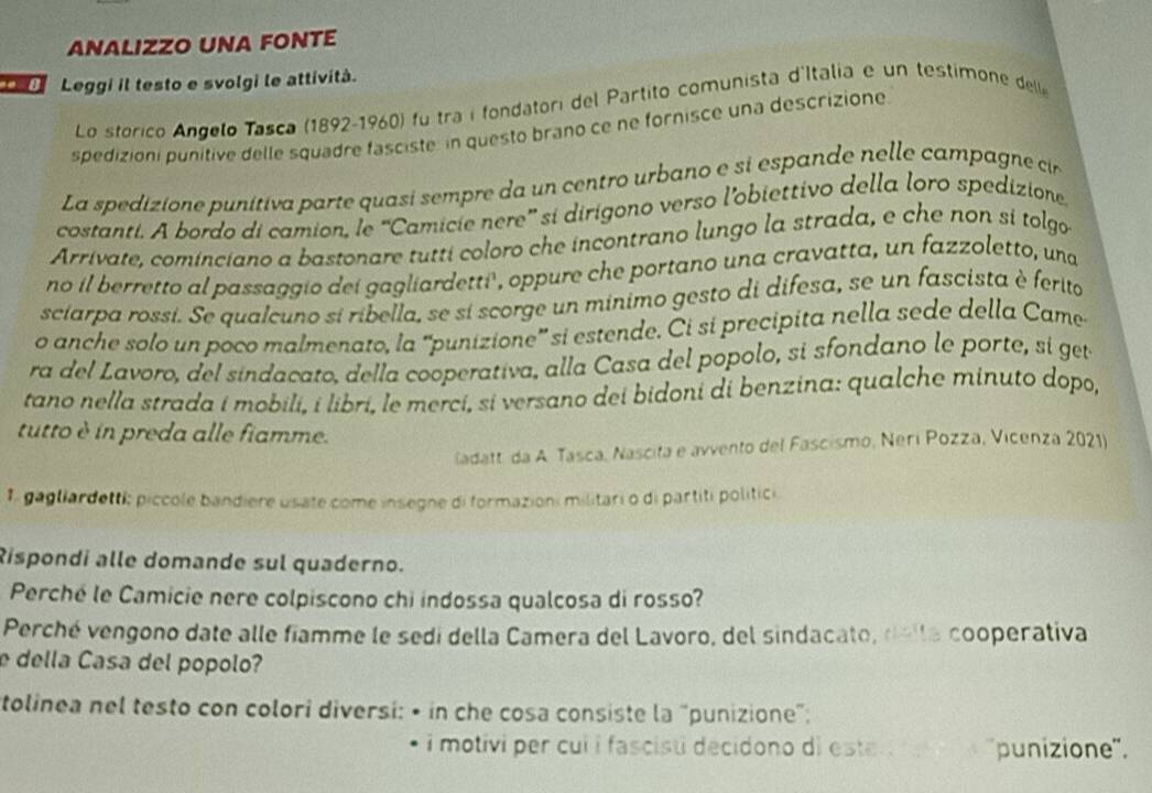 Risolto:analizzo una fonte De Leggi il testo e svolgi le attività. Lo ...