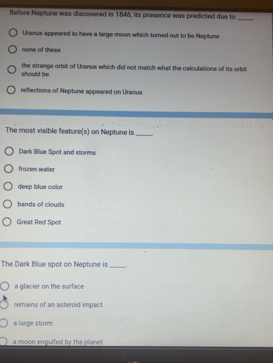 Solved: Before Neptune was discovered in 1846, its presence was ...