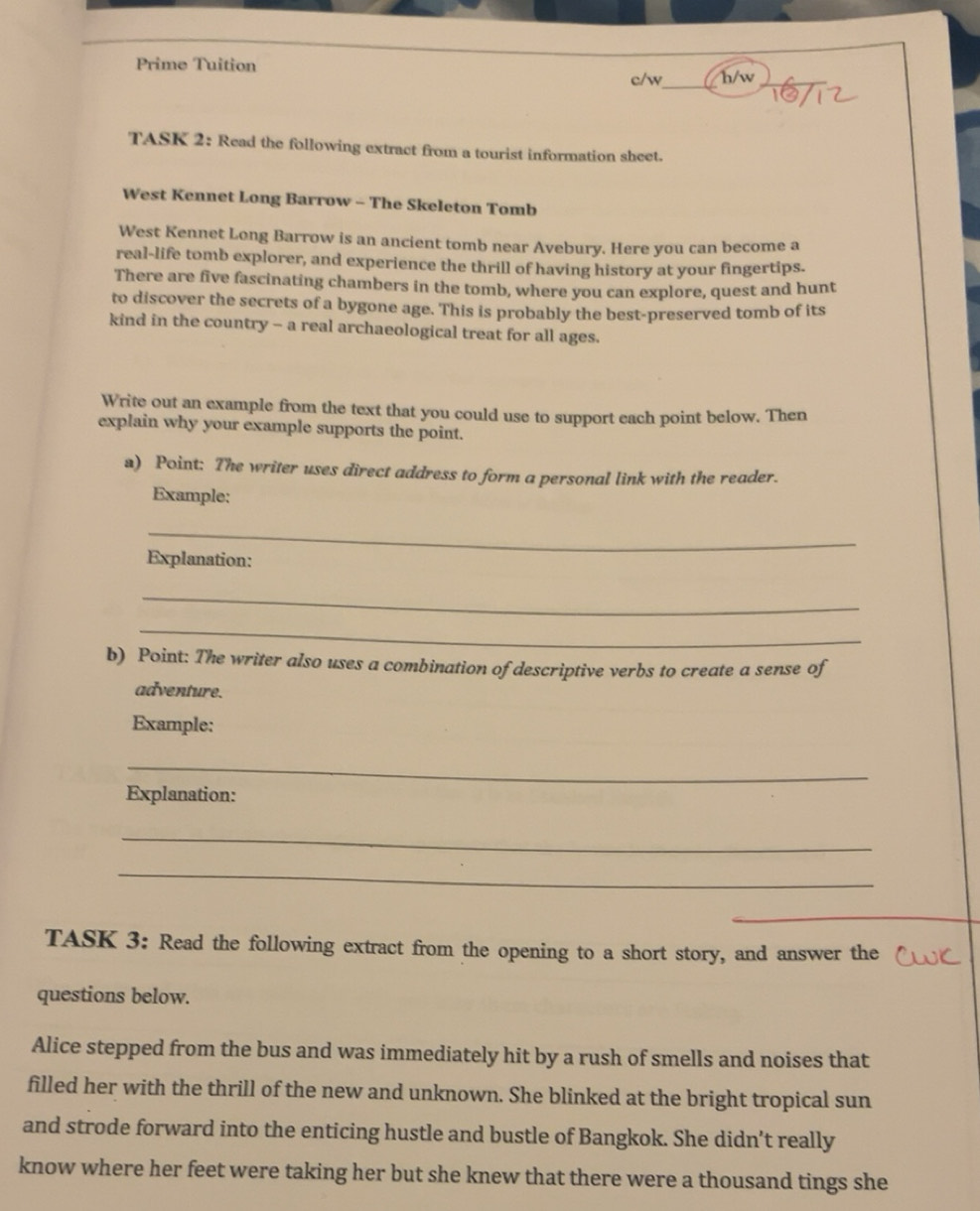 Solved: Prime Tuition c/w _ TASK 2: Read the following extract from a ...