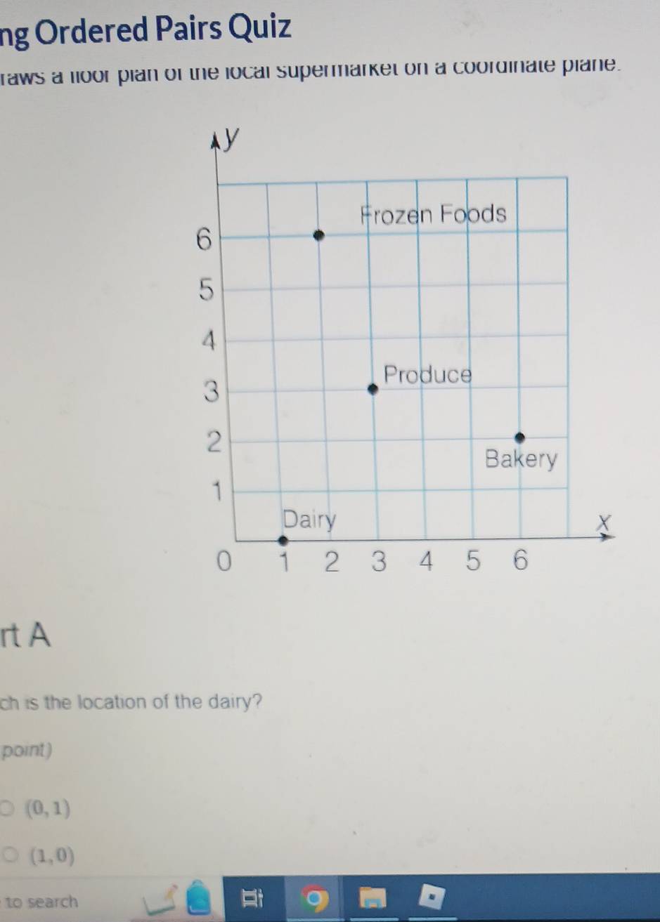 Solved: ng Ordered Pairs Quiz raws a loor plan of the local supermarket ...