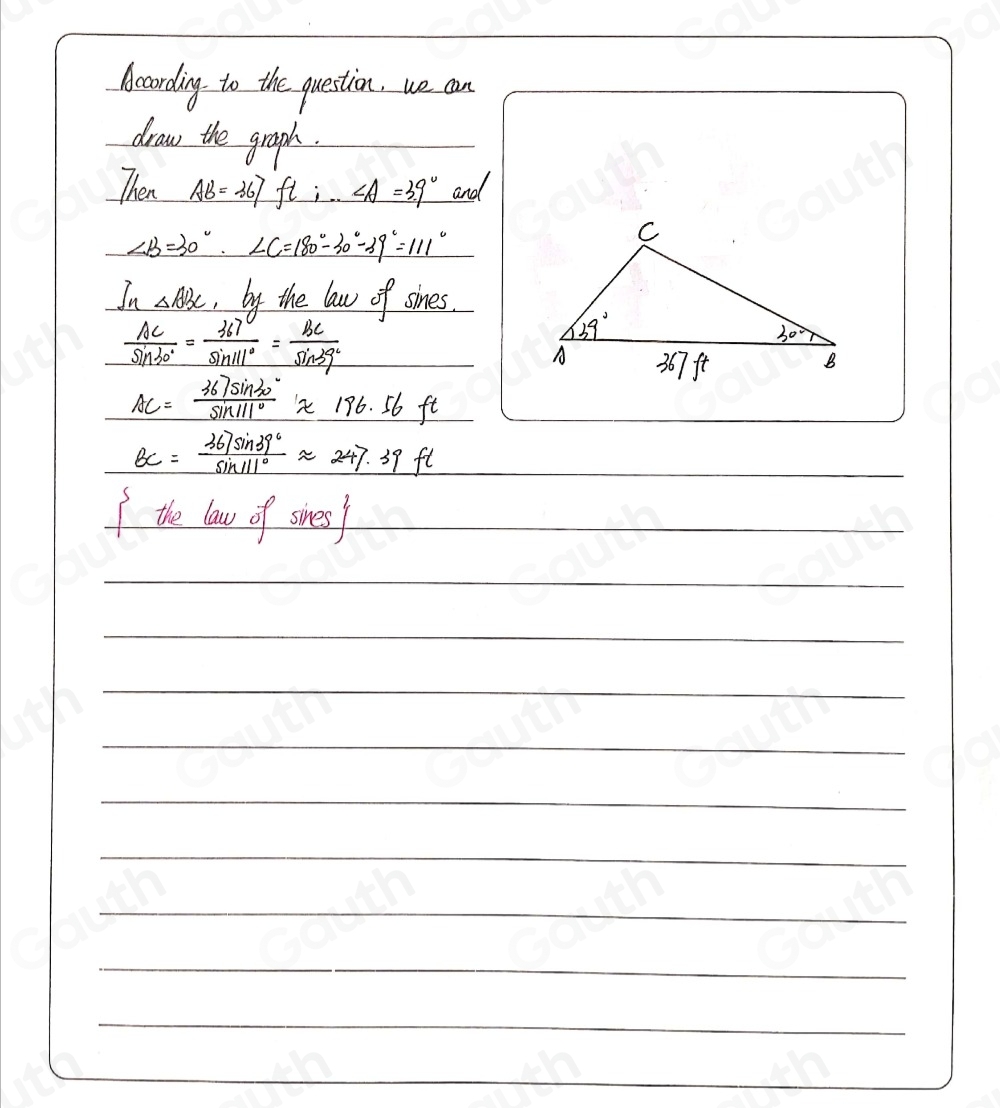 Solved: A triangular plot of land has one side along a straight road ...