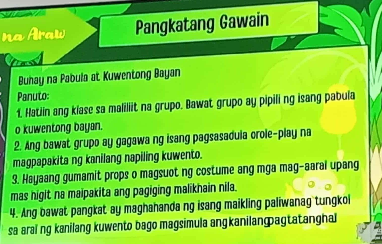 Solved: na Araw Pangkatang Gawain Buhay na Pabula at Kuwentong Bayan ...