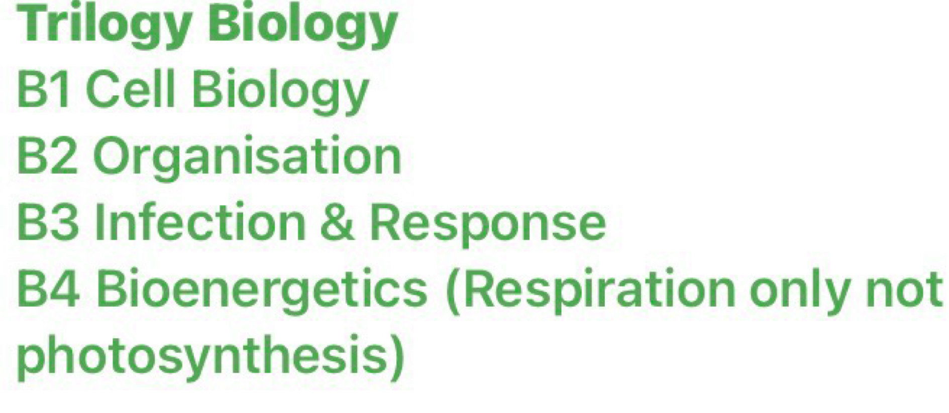 Solved: Trilogy Biology B1 Cell Biology B2 Organisation B3 Infection ...