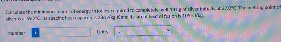 Solved: Calculate the minimum amount of energy, in joules, required to ...