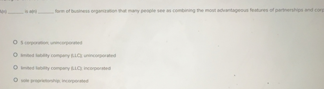 Solved: is a(n _form of business organization that many people see as ...