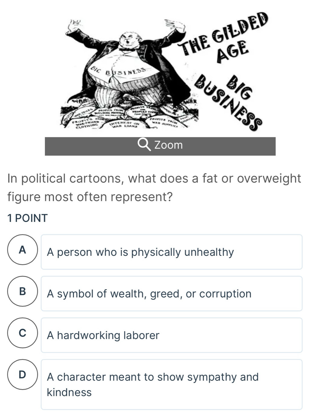 Solved: In political cartoons, what does a fat or overweight figure ...