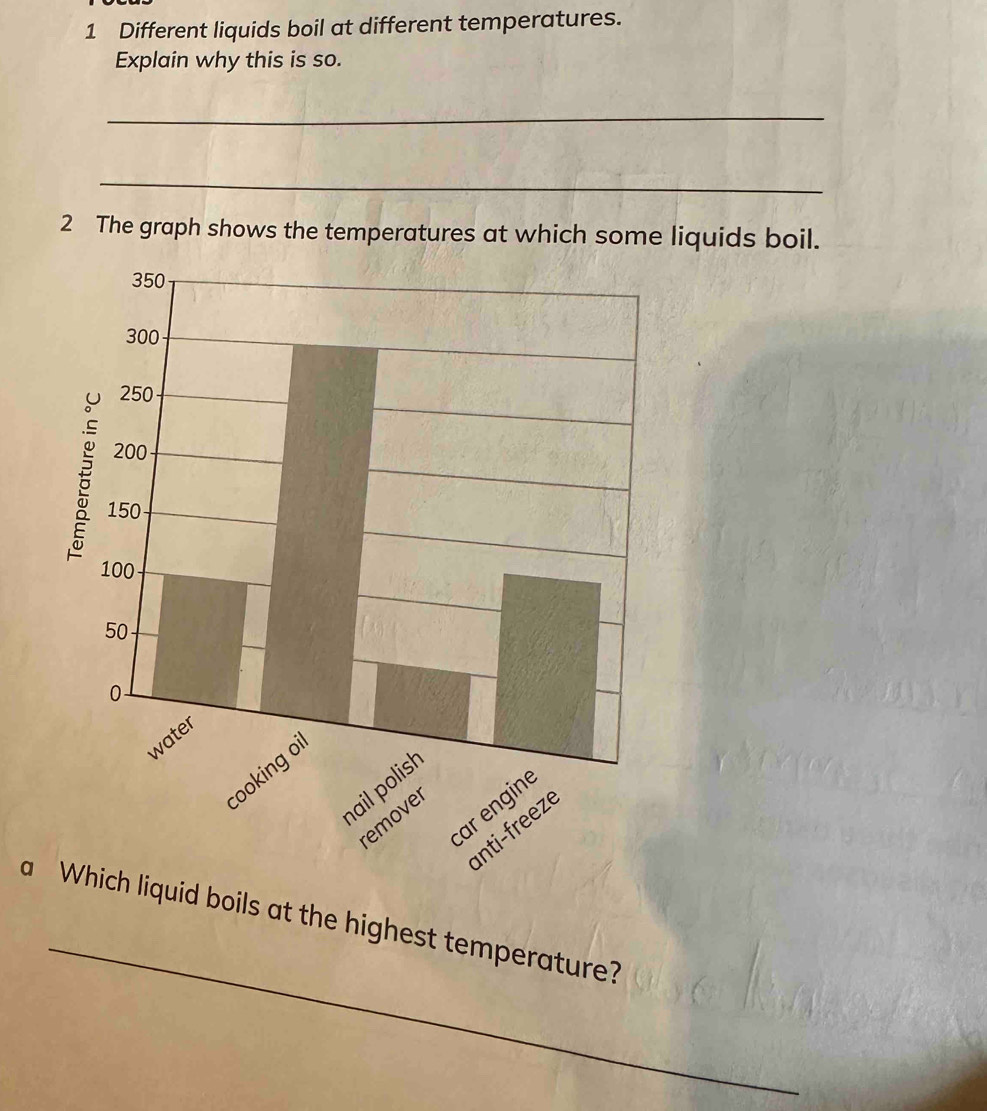 Solved: Different liquids boil at different temperatures. Explain why ...