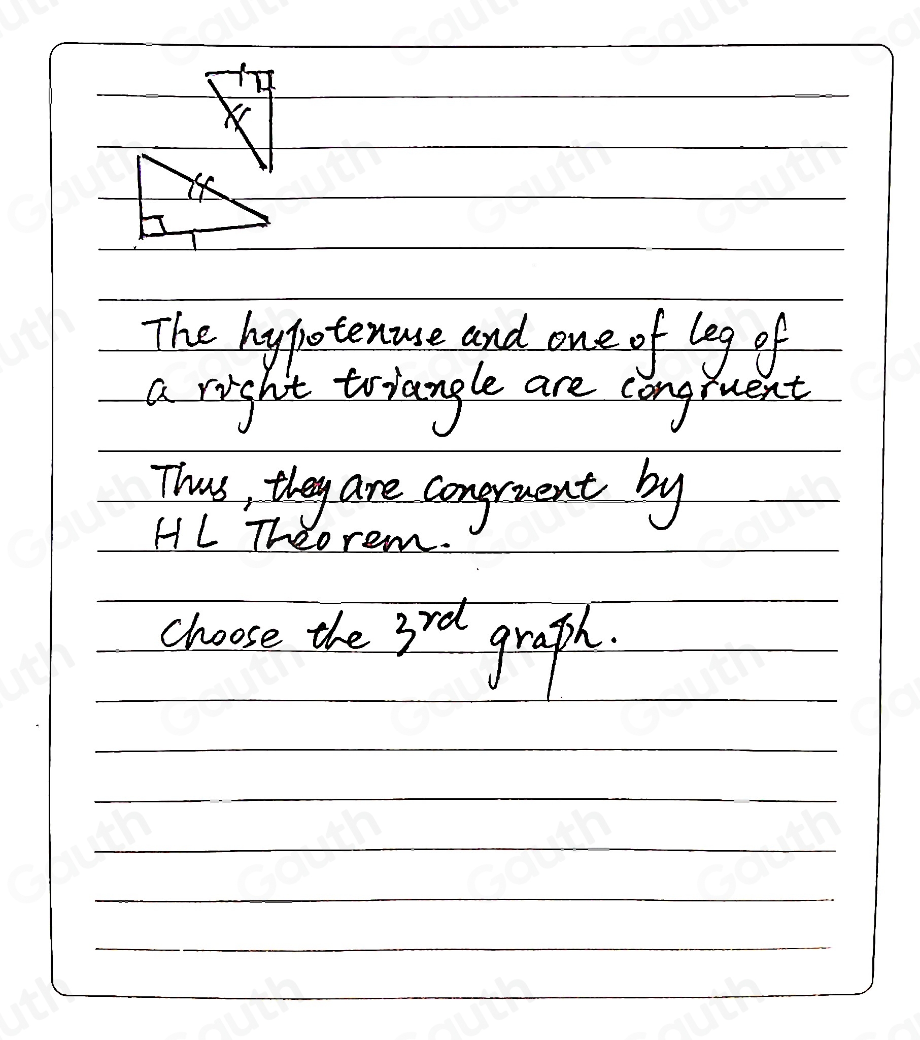 Solved: Which pair of triangles can be proven congruent by the HL theorem? Mark this and return ...