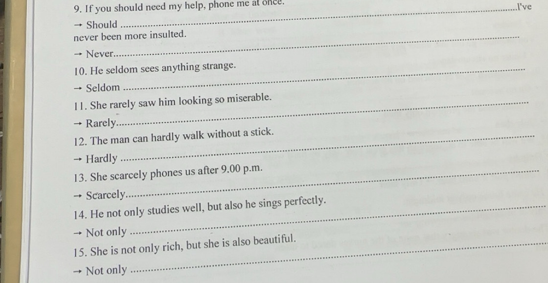 Giải quyết:If you should need my help, phone me at once. I've → Should ...