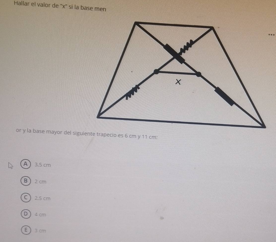 Resuelto:Hallar el valor de “ x ” si la base men or y la base mayor del ...