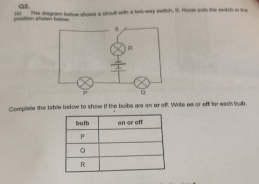 Solved: The diagram below shows a circuit with a two-way switch, S ...