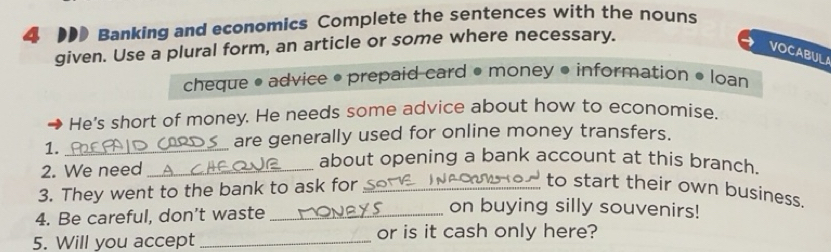 Risolto:Banking and economics Complete the sentences with the nouns ...