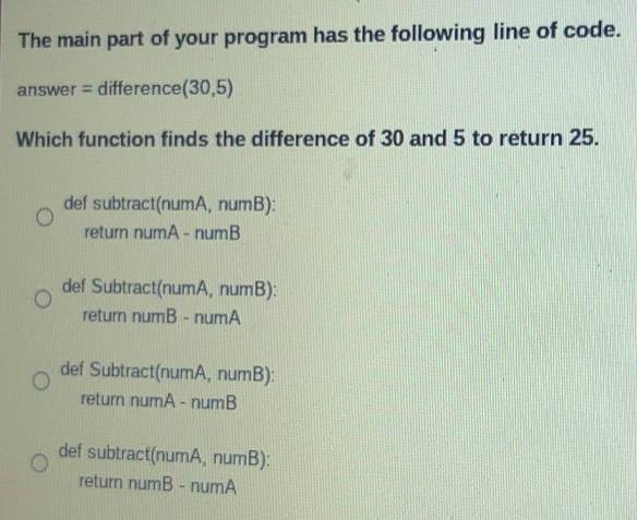 Solved: The main part of your program has the following line of code ...
