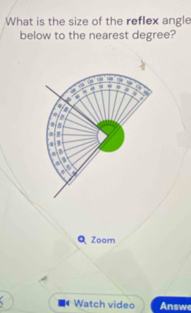Solved: What is the size of the reflex angle below to the nearest ...