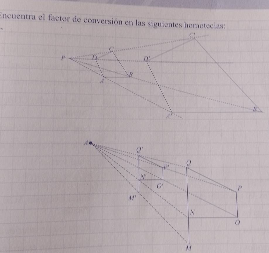 Resuelto:Encuentra el factor de conversión en las siguientes homotecias ...