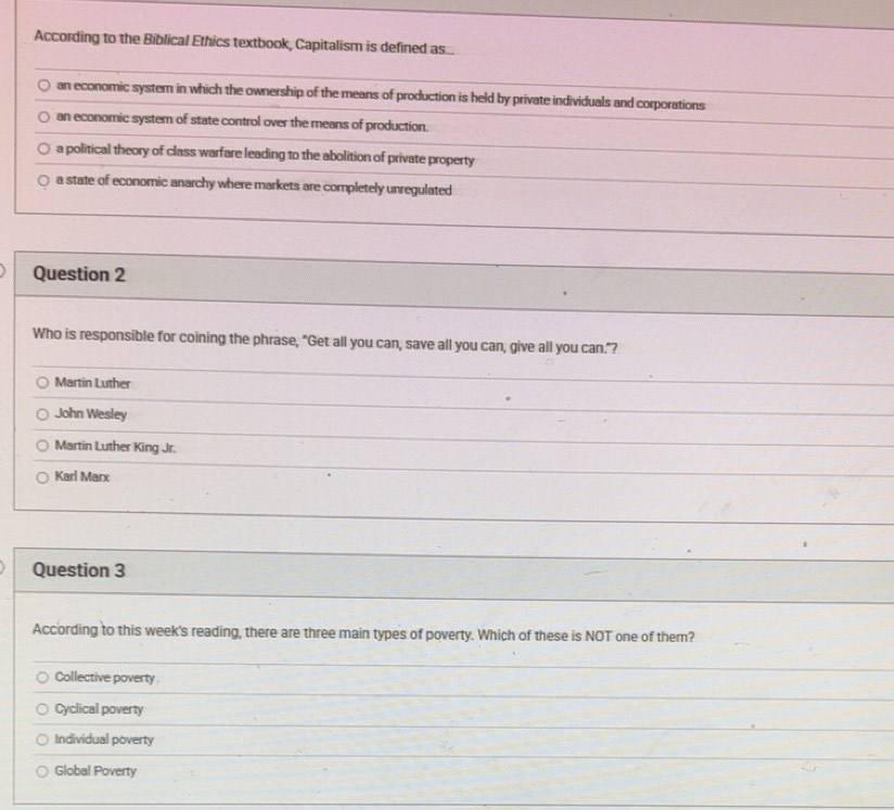 Solved: According to the Biblical Ethics textbook, Capitalism is ...
