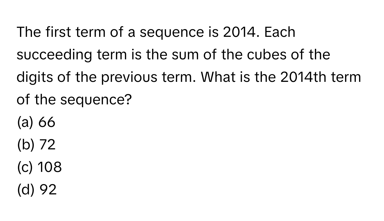 Solved: The first term of a sequence is 2014. Each succeeding term is ...