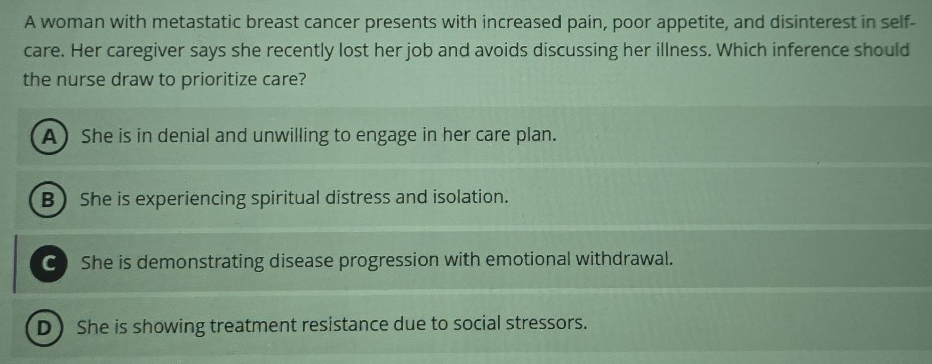 Solved: A woman with metastatic breast cancer presents with increased ...