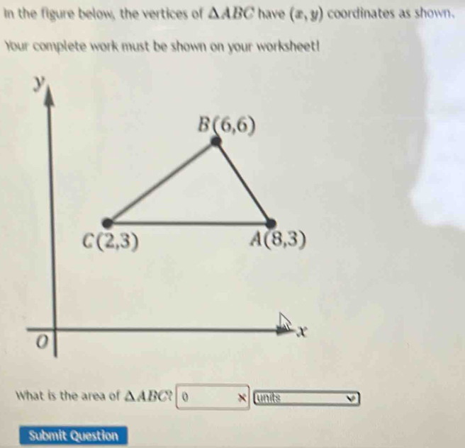 Solved: in the figure below, the vertices of ABC have (x,y) coordinates ...