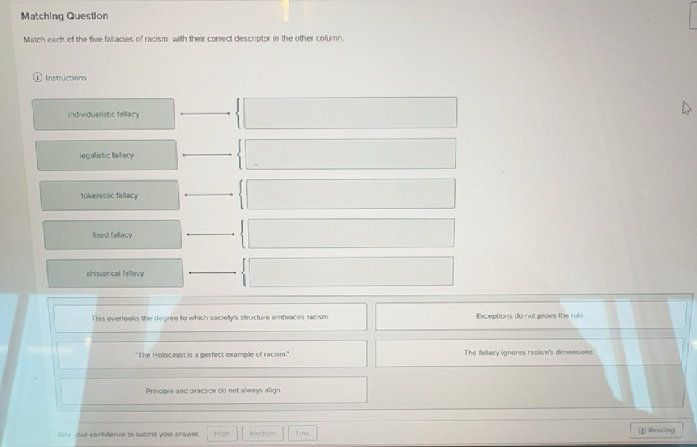 Solved: Matching Question Match each of the five fallacies of racism ...
