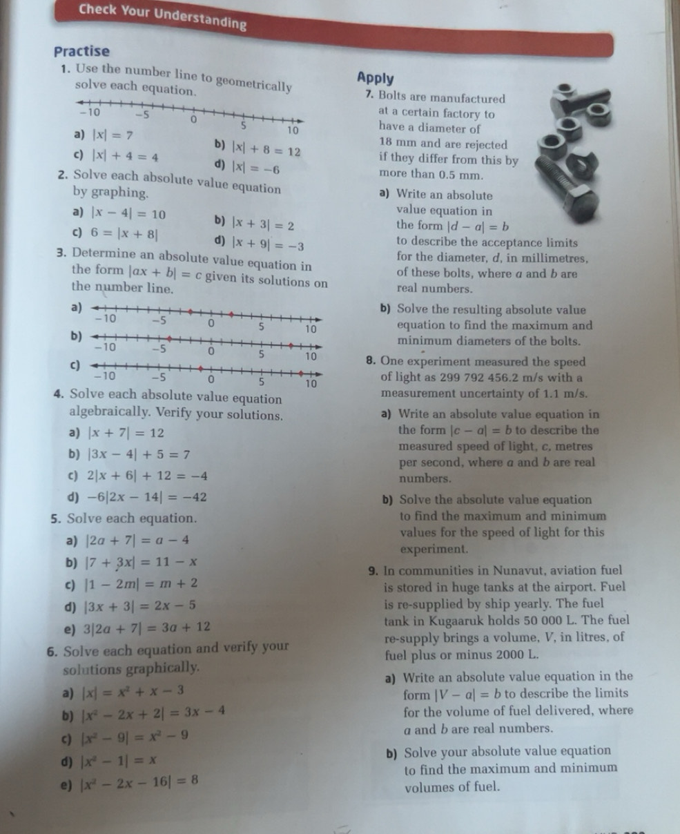 Solved: Check Your Understanding Practise 1. Use the number line to geometrically Apply solve ...