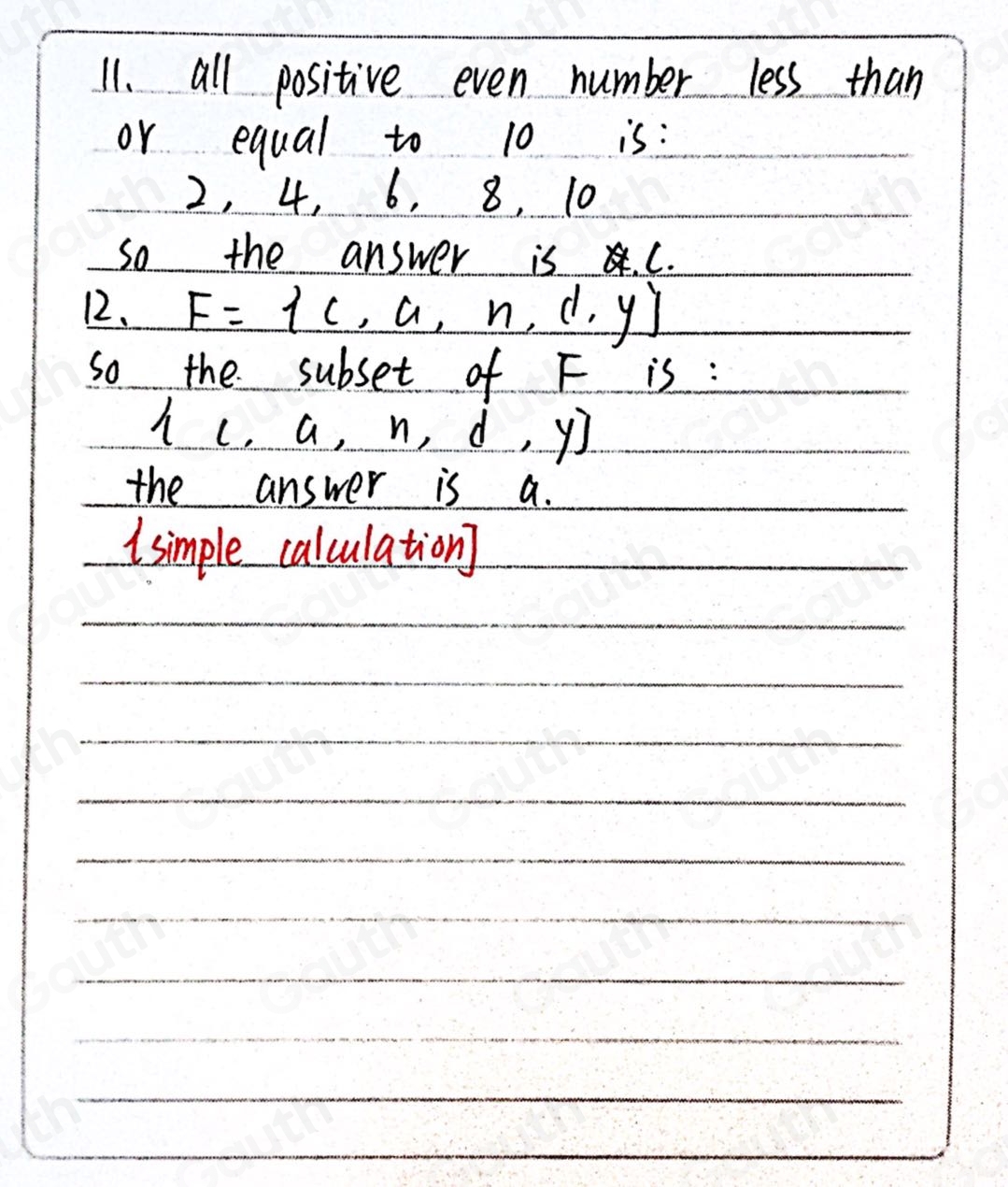 Solved: List all positive even numbers less than or equal to 10. a. 2,4 ...