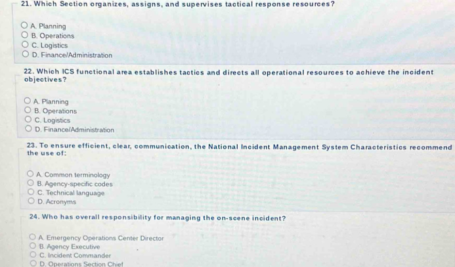 Solved: Which Section organizes, assigns, and supervises tactical ...