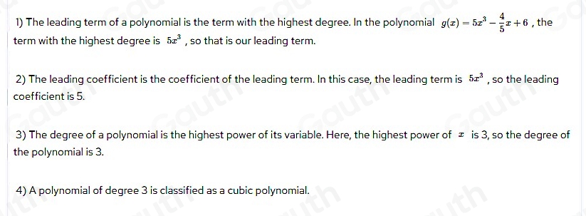 Solved: Determine the leading term, the leading coefficient, and the ...