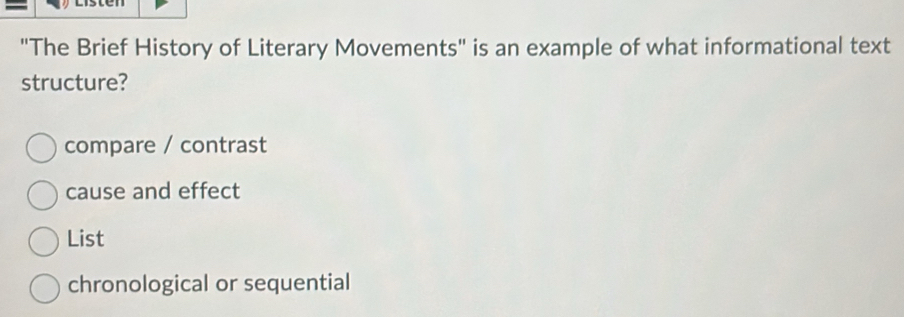 Solved: "The Brief History of Literary Movements" is an example of what ...