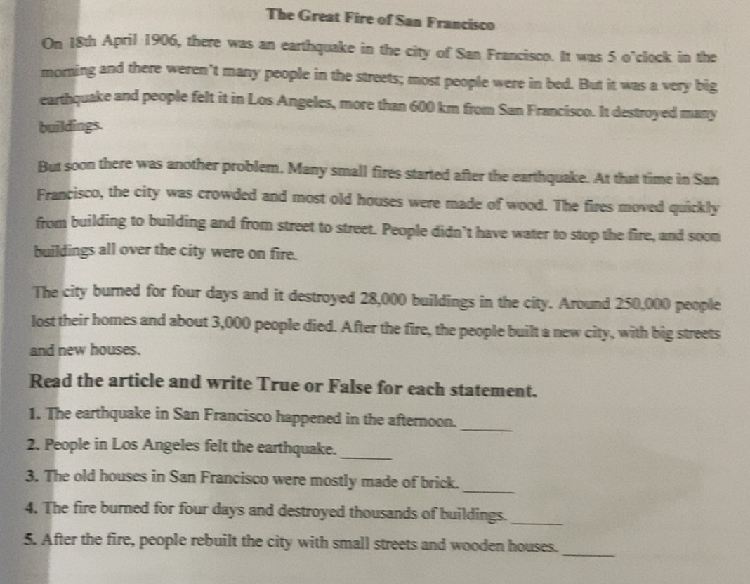 Giải quyết:The Great Fire of San Francisco On 18th April 1906, there ...