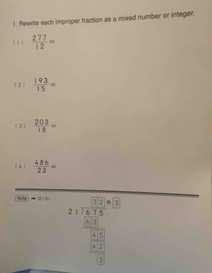 Solved: Rewrite each improper fraction as a mixed number or integer ...