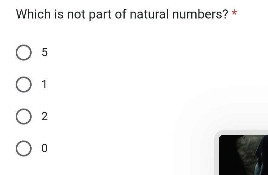 Solved: Which is not part of natural numbers? * 5 1 2 0 [Math]