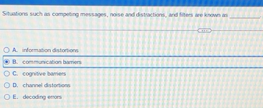 Solved: Situations such as competing messages, noise and distractions ...