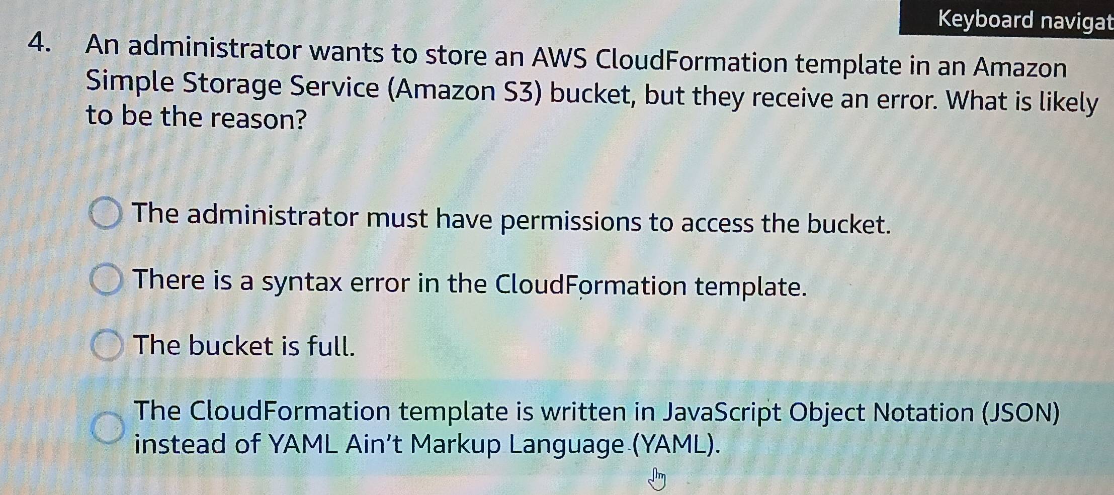 Solved: An administrator wants to store an AWS CloudFormation template ...